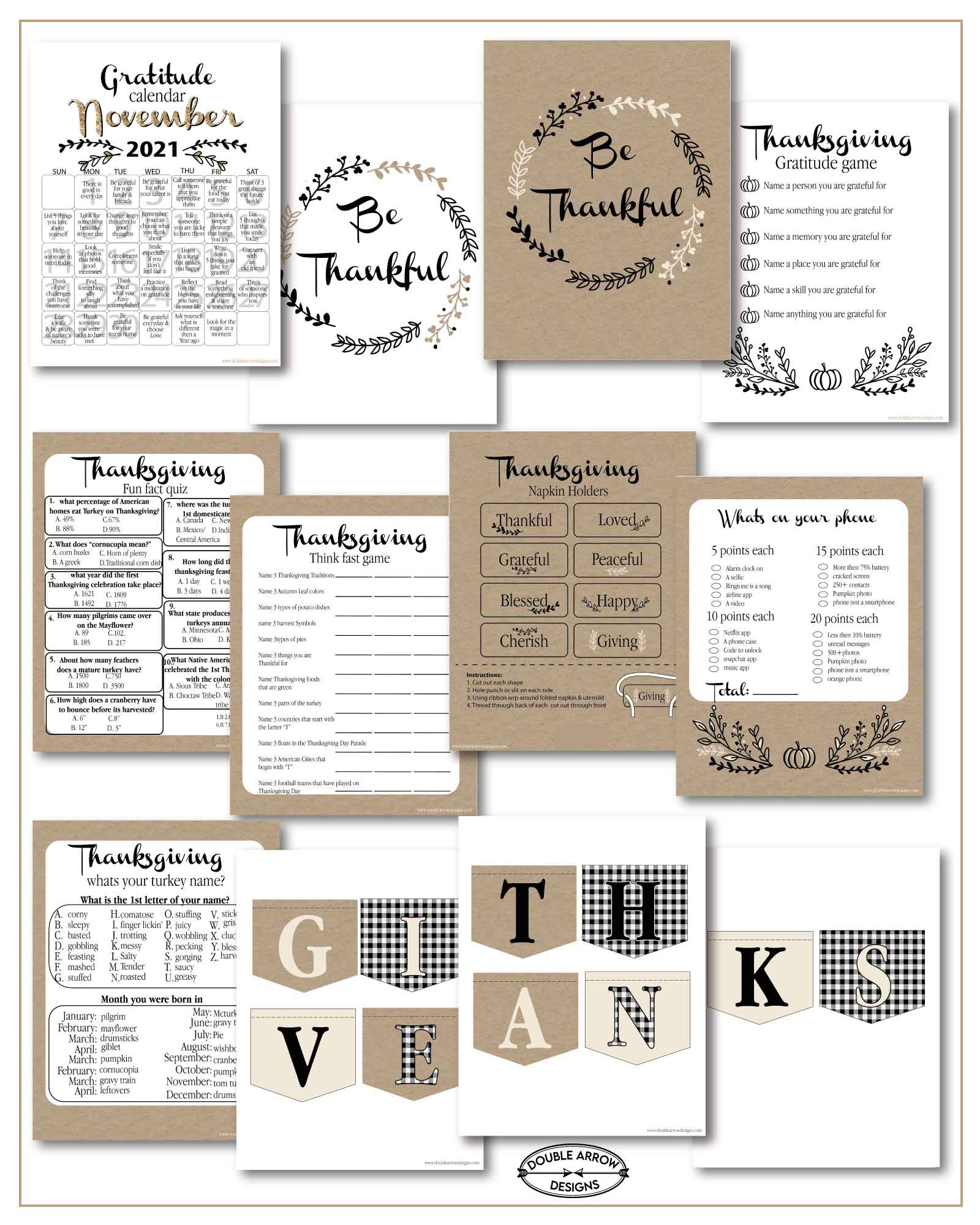 11 Fun Thanksgiving Day Printables to Celebrate in Style