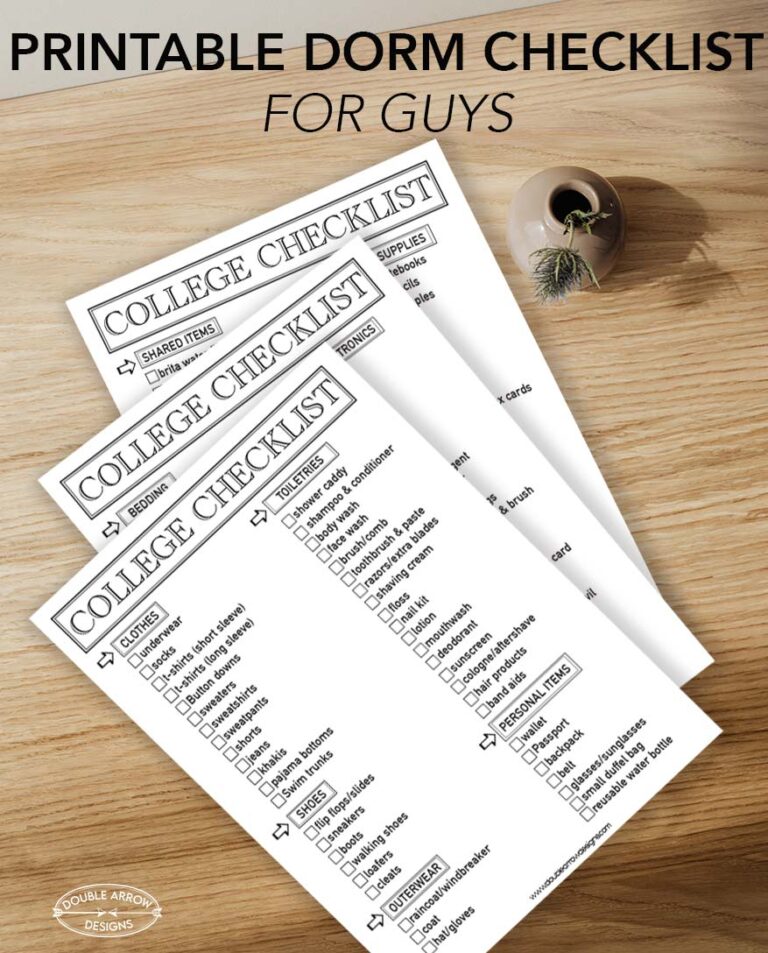 Printable College Dorm Checklist For Guys- Pack Like a Pro
